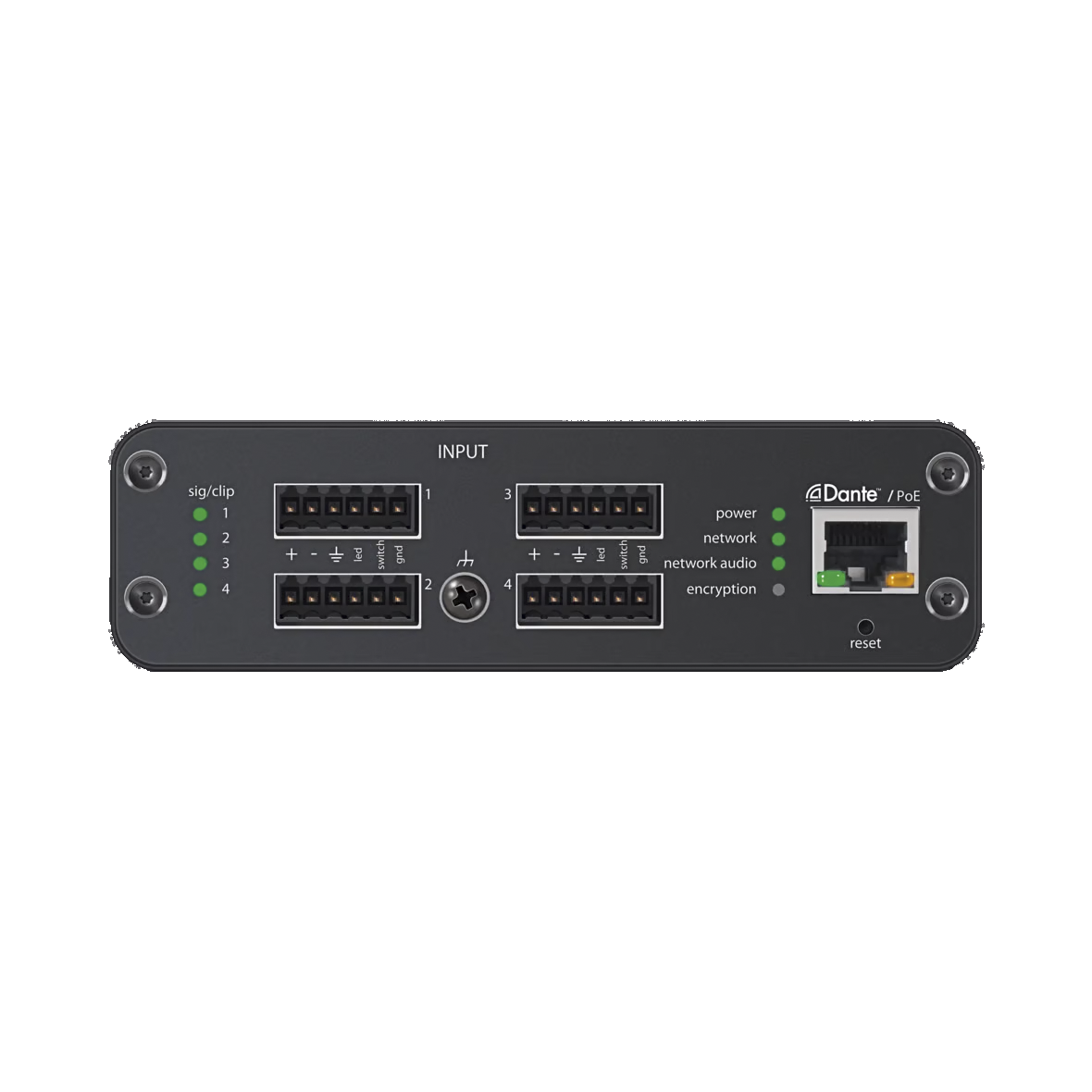 Shure Microflex Advance 4-Channel Dante Mic/Line Audio Network Interfa ...