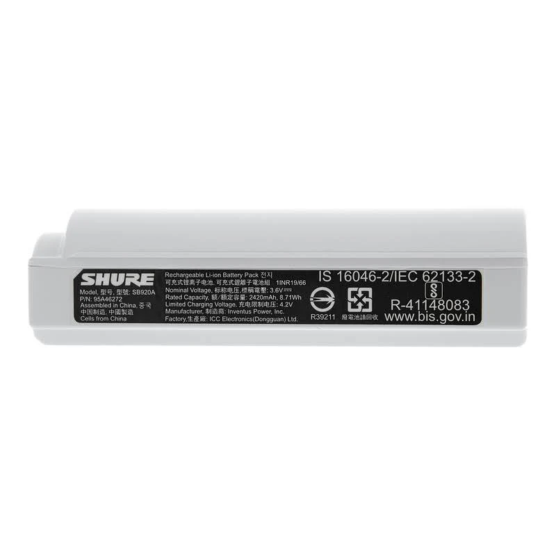 Shure SB920A Lithium-Ion Rechargeable Battery – Chuck Levin's ...