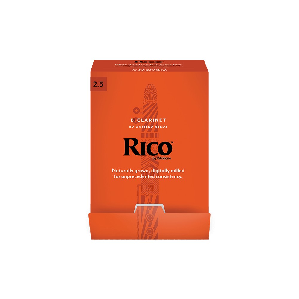 Rico by D'Addario RCA0125 Bb Clarinet Reeds, Strength 2.5, 50-pack ...