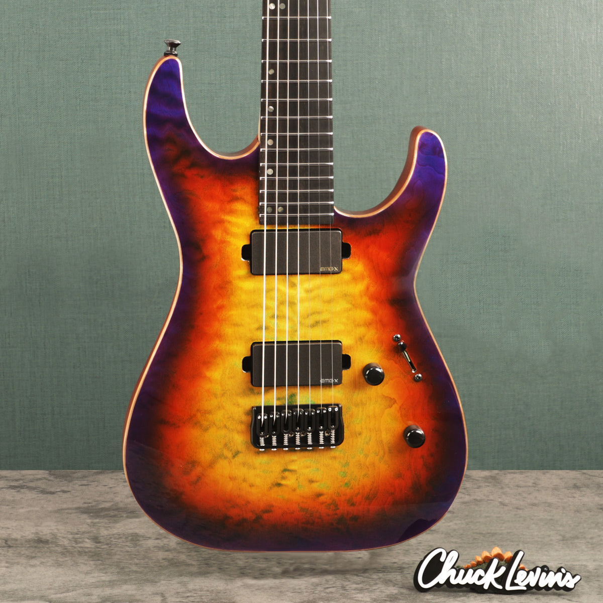 ESP USA M-7 HT Baritone 7-String Quilt Maple Top Electric Guitar - Lyn ...