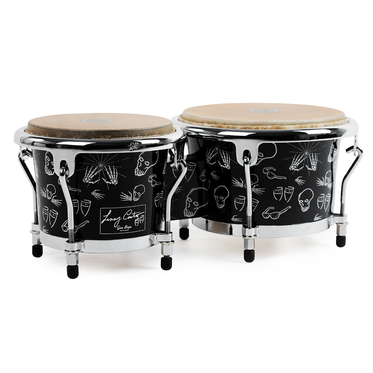 Gon Bops Lenny Castro Signature Series Bongos - Hand-Drawn Skull Logo ...